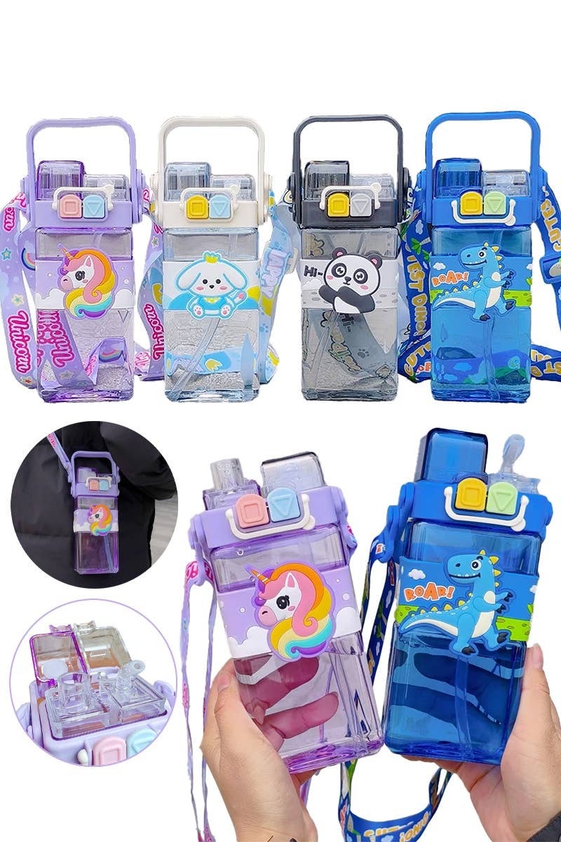 Cap Zone - Kids Animal Pals Double Straw Water Bottle Cup | Naataq Gear LLC